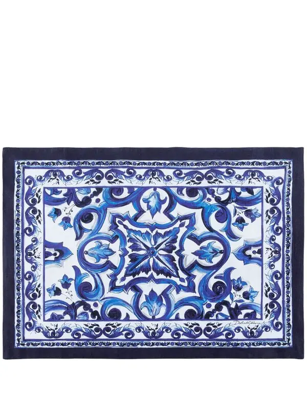 Dolce & Gabbana Blu Mediterraneo-print Placemat And Napkin Set - Blue