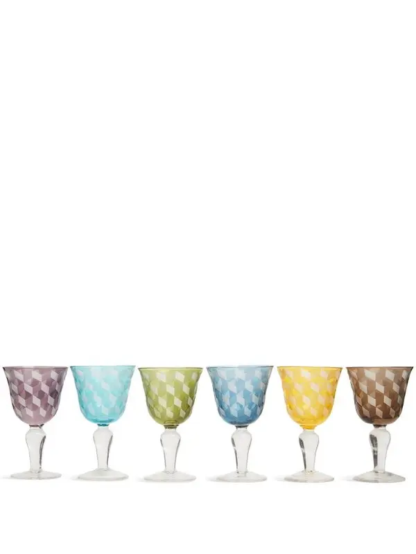 POLSPOTTEN Blocks Wine Glasses - Blue