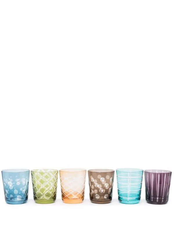 POLSPOTTEN Geometric-embossed Glasses - Green