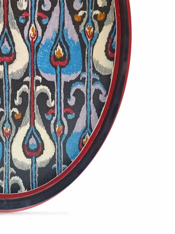 LES-OTTOMANS Ikat Hand-painted Oval Tray