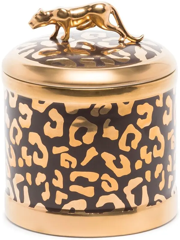 L'Objet Leopard Candle 10x11cm - Gold