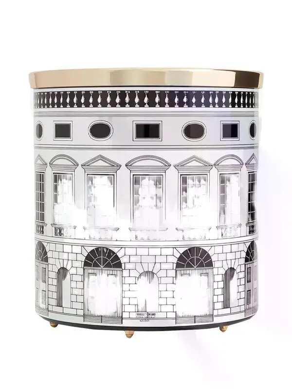 FORNASETTI Architettura Wastepaper Basket - Black