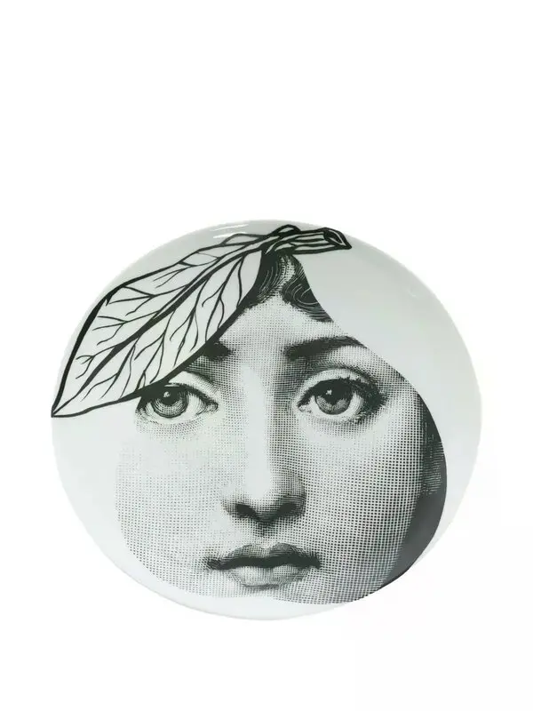 FORNASETTI Pear-shaped Face Print Plate - White