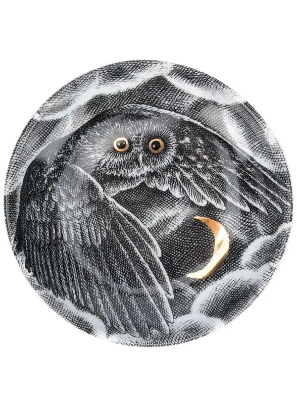 FORNASETTI Owl Print Round Ashtray - White