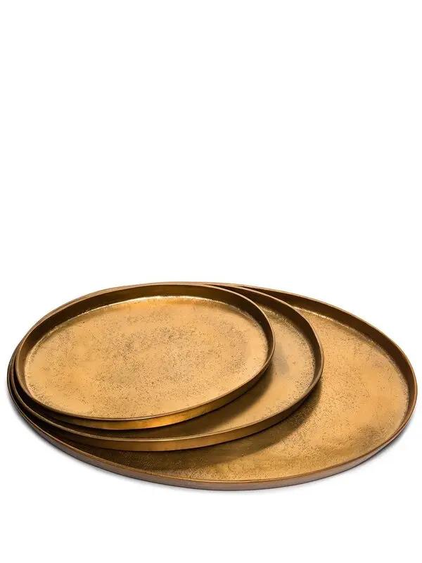 POLSPOTTEN Oval-shape Set Of Three Platters - Gold