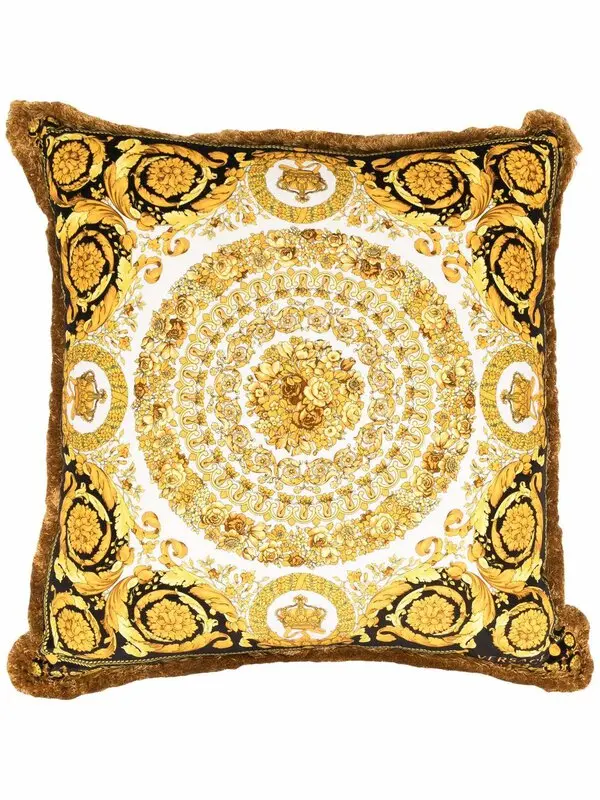 Versace Reversible Fringed-edge Cushion - Black