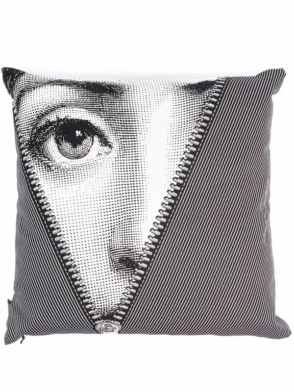 FORNASETTI Zipper Face Print Cushion