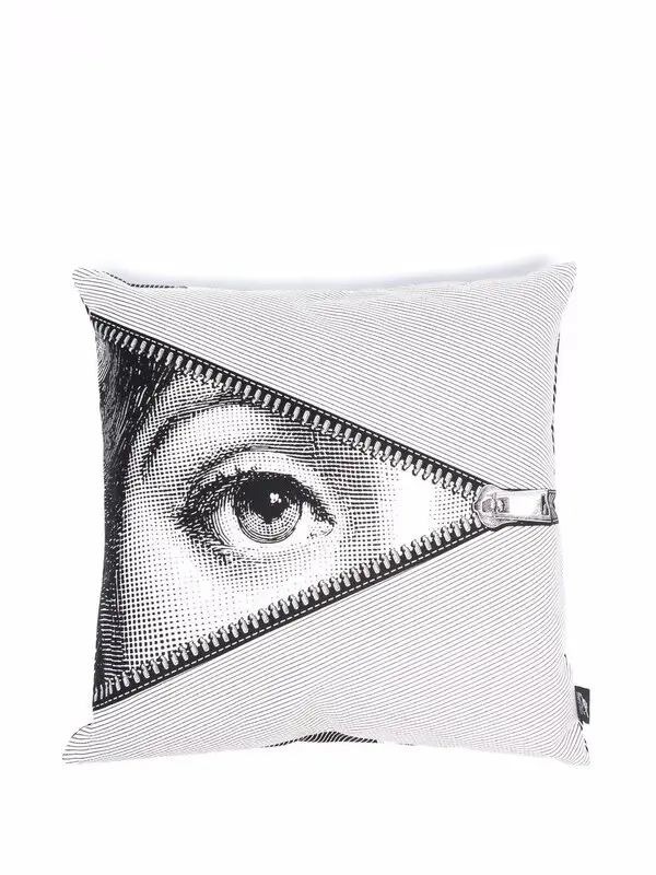 FORNASETTI Zipper Face Print Cushion