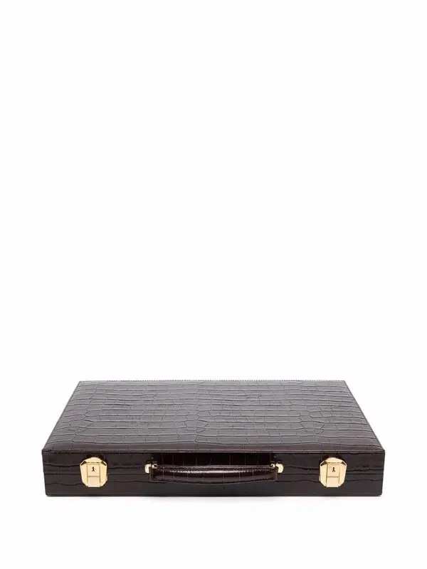 ASPINAL OF LONDON 17 Crocodile-embossed Backgammon Set