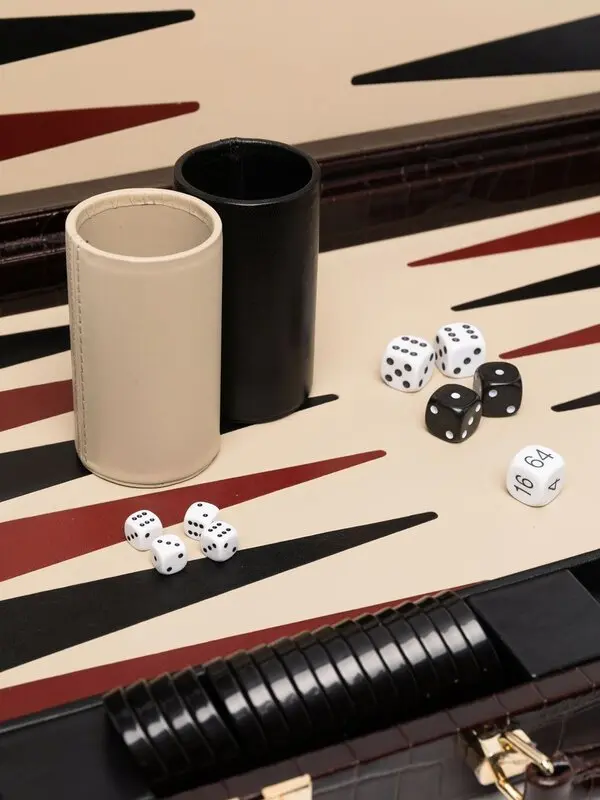 ASPINAL OF LONDON 17 Crocodile-embossed Backgammon Set