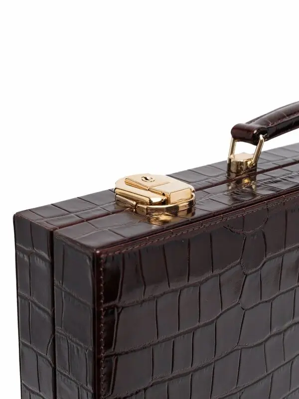 ASPINAL OF LONDON 17 Crocodile-embossed Backgammon Set