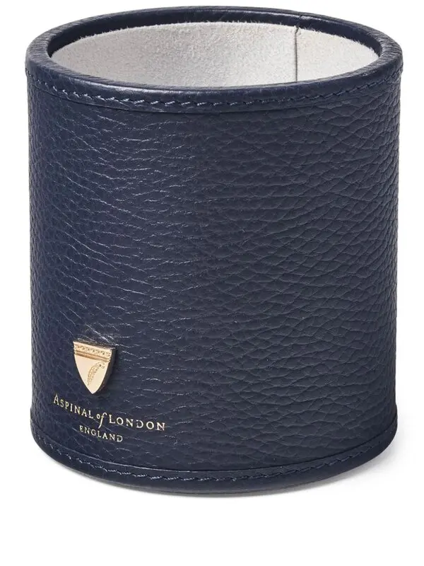 ASPINAL OF LONDON Grained Leather Pen Pot - Blue