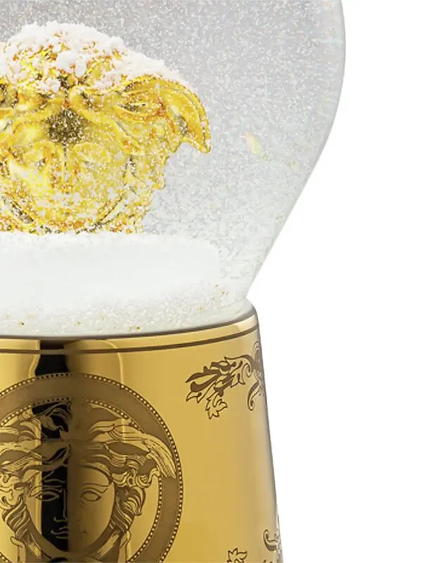 Versace Golden Medusa Glass Snow Globe - White