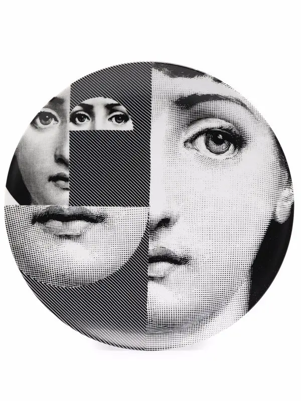 FORNASETTI Face-print Plate - Black
