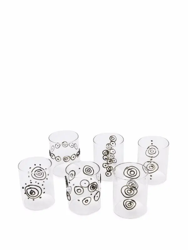 10 CORSO COMO Graphic-print Set Of Glasses - White