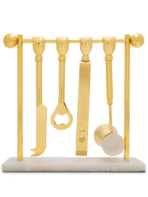 Jonathan Adler Barbell Barware Set - Gold