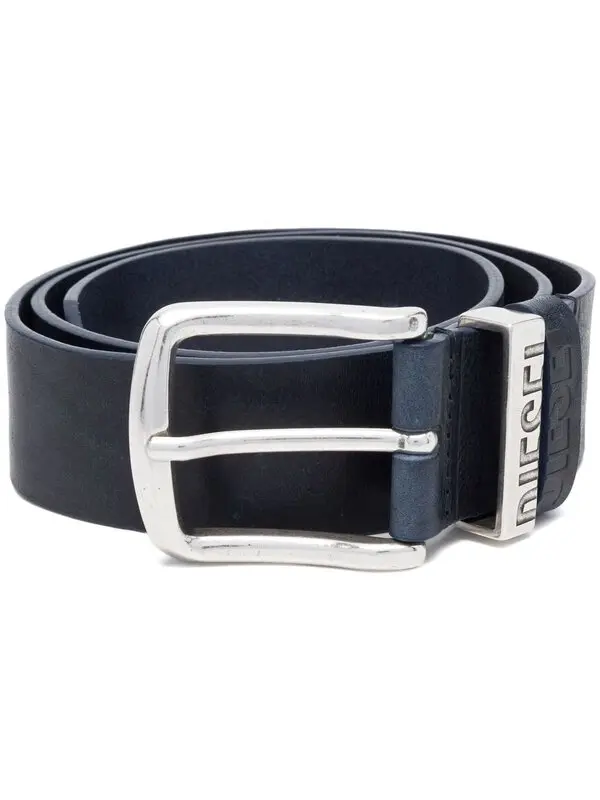Diesel Logo-loop Leather Buckle Belt - Blue