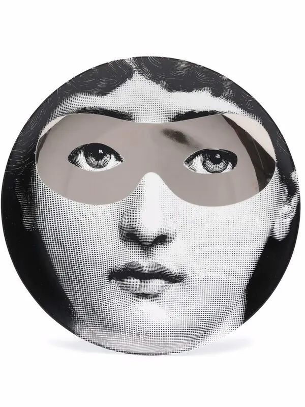 FORNASETTI Graphic-print Porcelain Wall Plate - Black