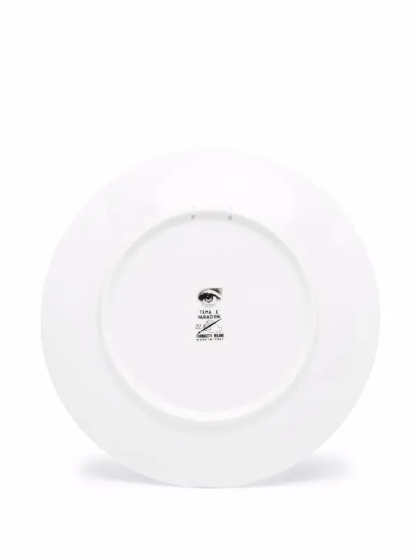 FORNASETTI Graphic-print Porcelain Wall Plate - Black