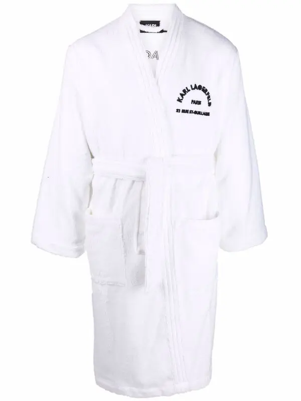 Karl Lagerfeld Logo-print Towelling Robe - White