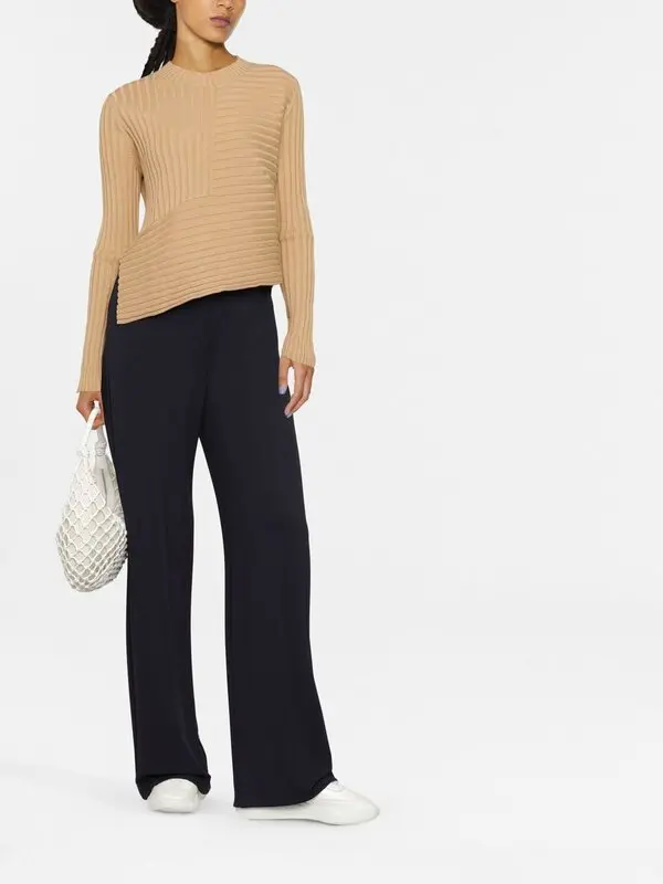 Stella McCartney Asymmetrical Ribbed High Neck Top - Neutrals