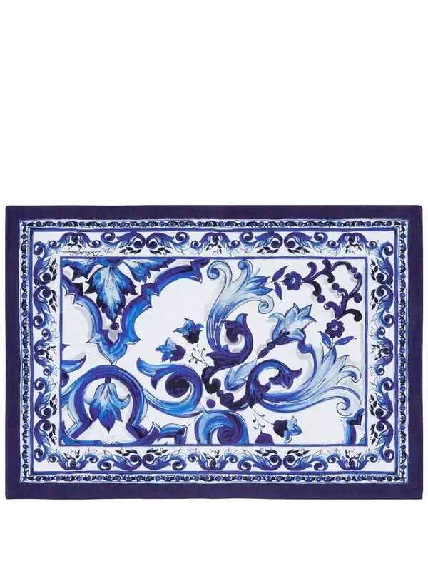 Dolce & Gabbana Blu Mediterraneo-print Placemat And Napkin Set - Blue