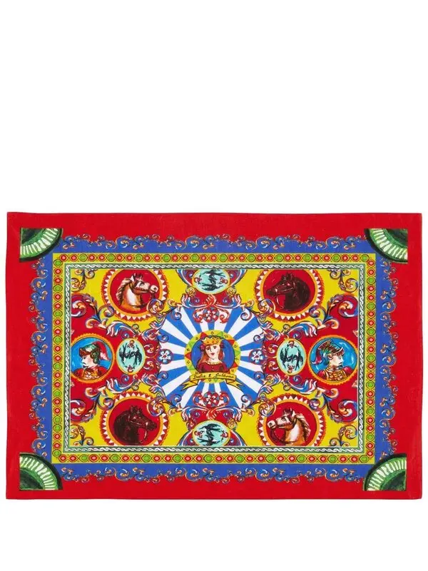 Dolce & Gabbana Carretto-print Placemat And Napkin Set - Multicolour