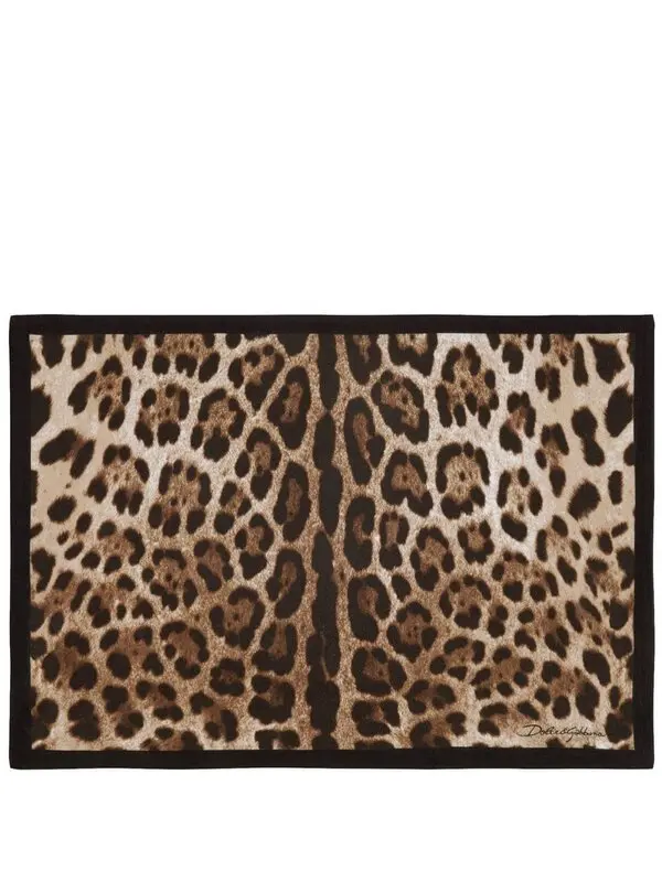 Dolce & Gabbana Leopard-print Placemat And Napkin Set - Brown