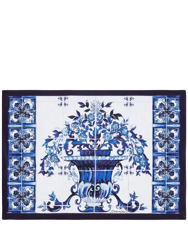 Dolce & Gabbana Blu Mediterraneo-print Placemat And Napkin Set - Blue
