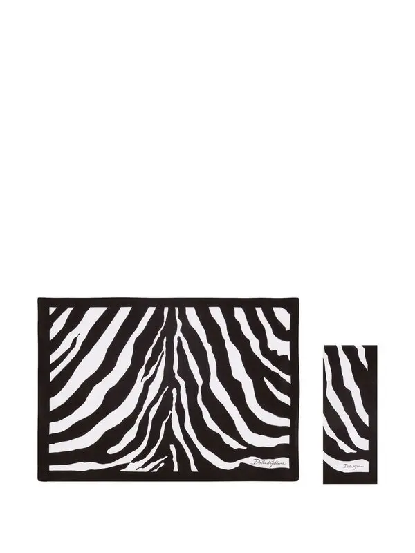 Dolce & Gabbana Zebra-print Placemat And Napkin Set - Black