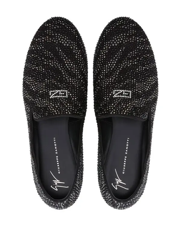 GIUSEPPE ZANOTTI Crystal-embellished Loafers - Black