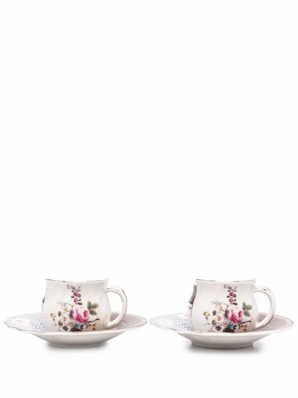 SELETTI Hybrid Contrast-print Tea Sets - White