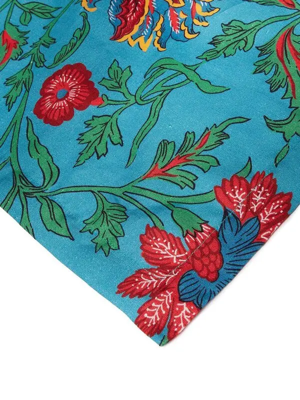 La DoubleJ Dragonflower-print Linen Runner
