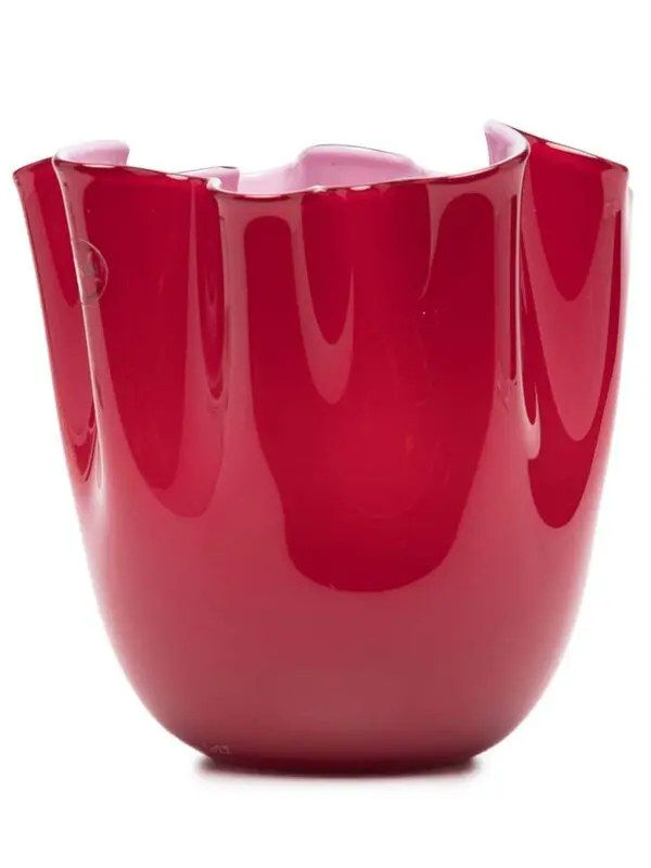 VENINI Draped Ceramic Vase - Red