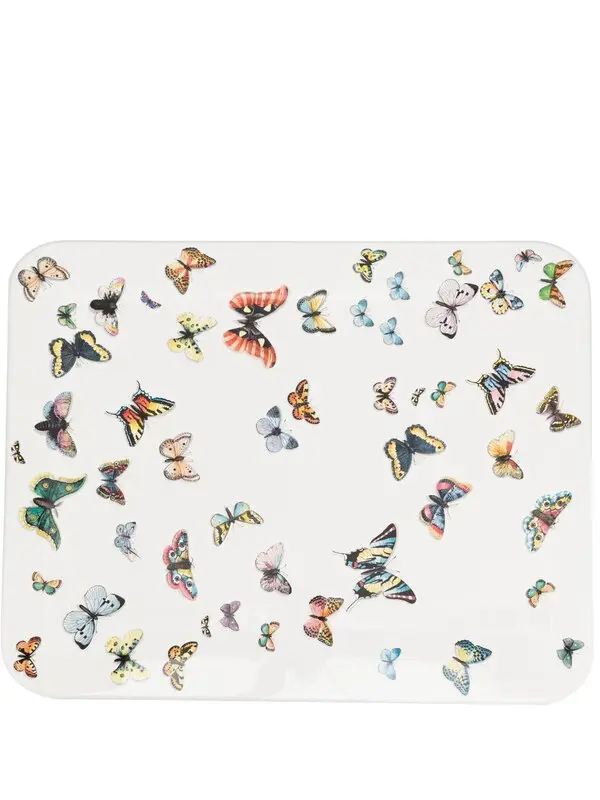 FORNASETTI Butterfly-print Wood Tray - White