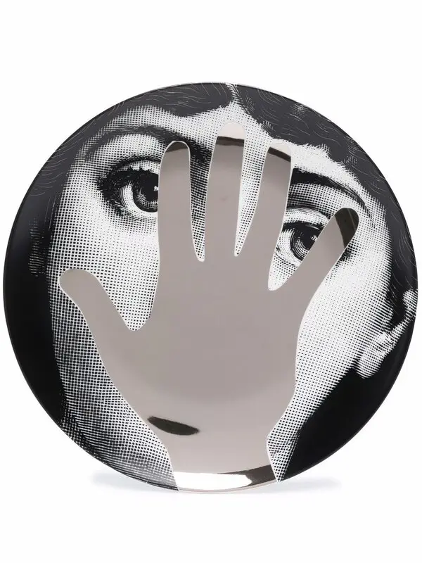 FORNASETTI Graphic-print Porcelain Wall Plate - Black