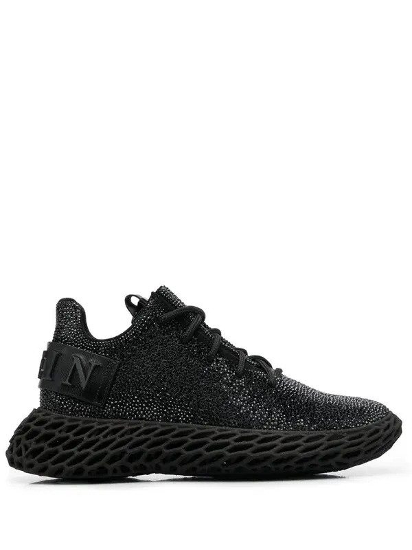 Philipp Plein Crystal-embellished Leather Sneakers