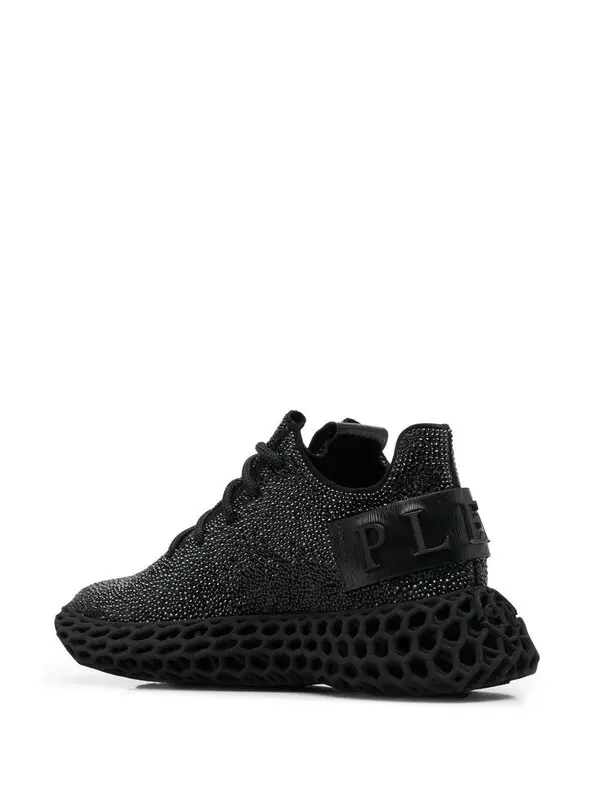 Philipp Plein Crystal-embellished Leather Sneakers