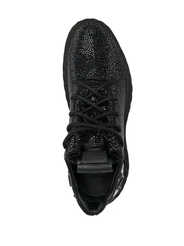 Philipp Plein Crystal-embellished Leather Sneakers