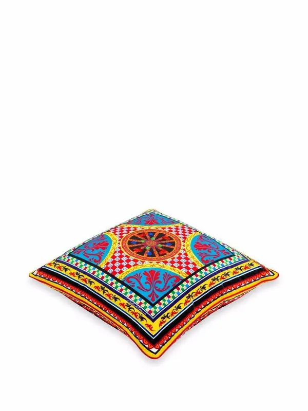 Dolce & Gabbana Large Carretto-print Velvet Cushion