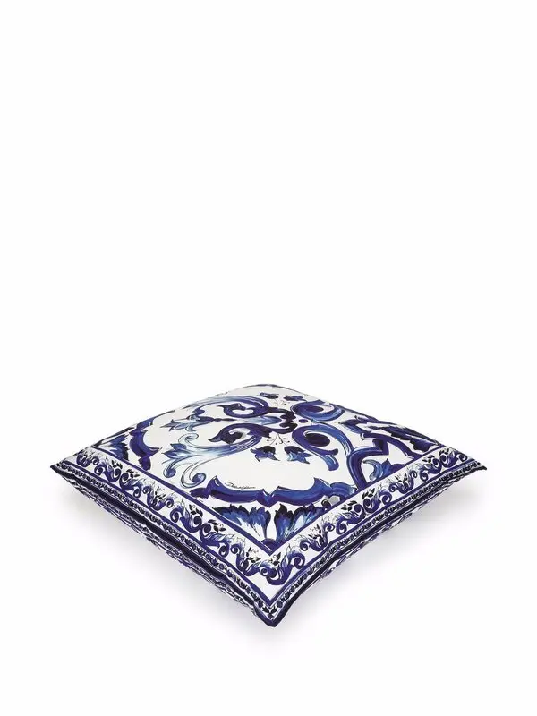 Dolce & Gabbana Large Blu Mediterraneo-print Canvas Cushion