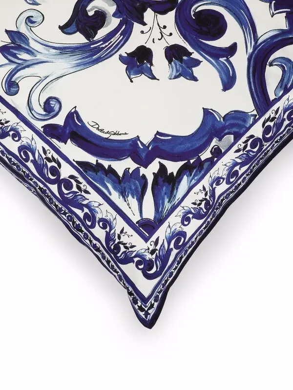 Dolce & Gabbana Large Blu Mediterraneo-print Canvas Cushion
