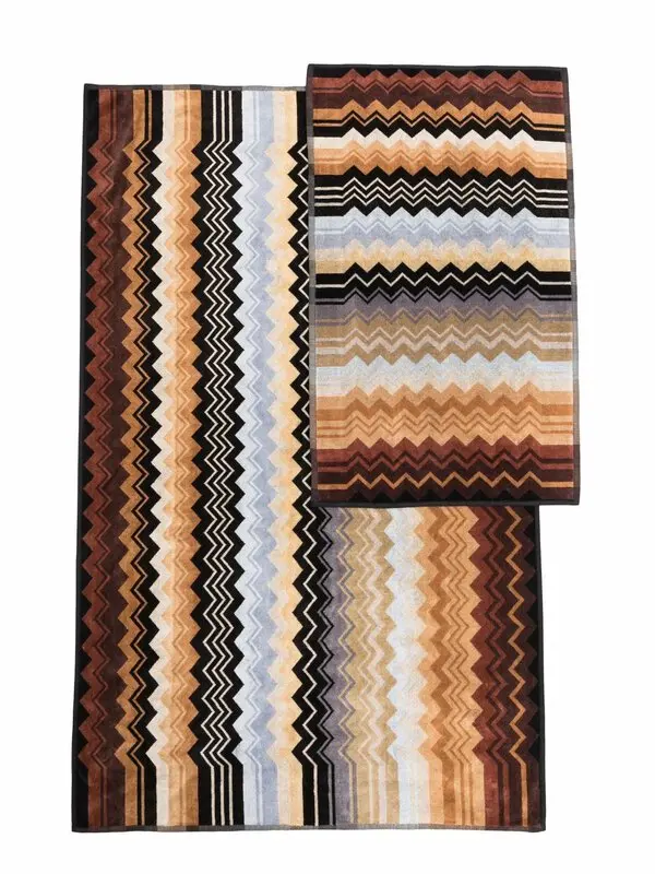 Missoni Giacomo 2 Piece Bath And Hand Towel Set - Brown