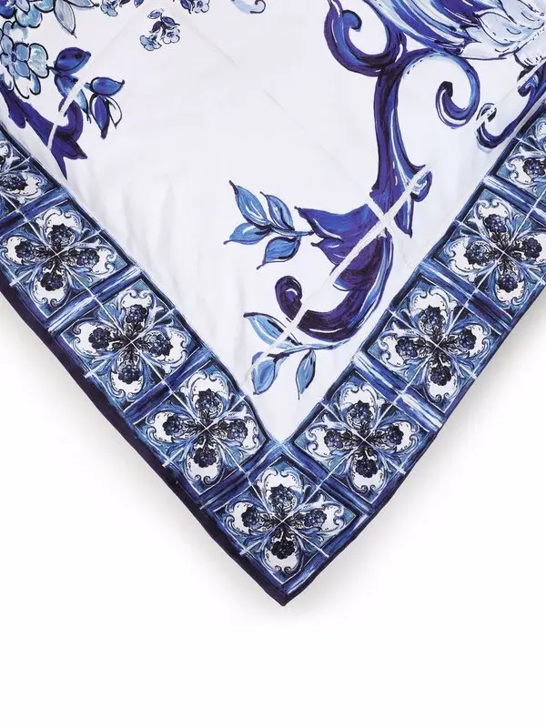 Dolce & Gabbana Large Blu Mediterraneo-print Duchesse Cotton Cushion - Blue