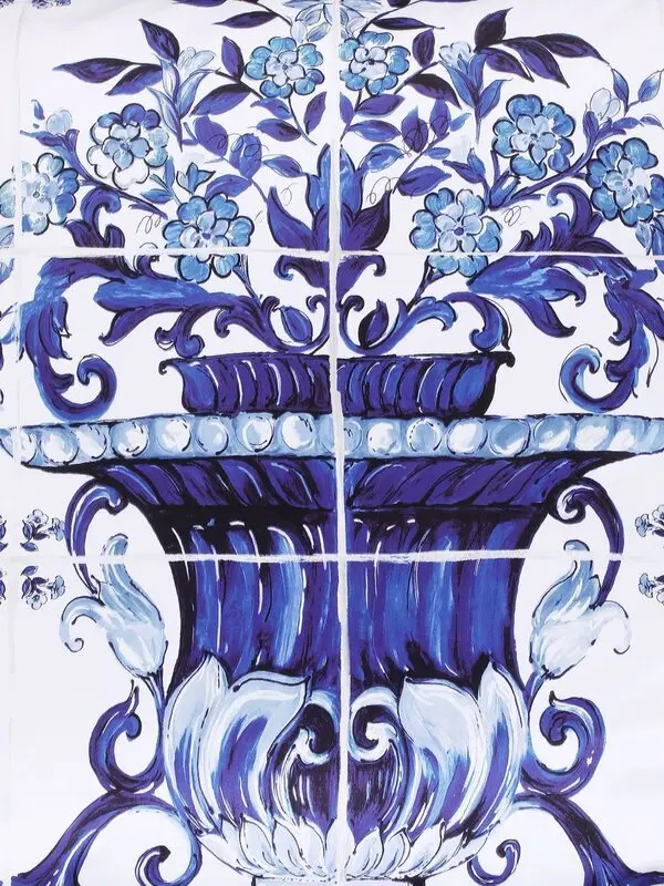 Dolce & Gabbana Large Blu Mediterraneo-print Duchesse Cotton Cushion - Blue