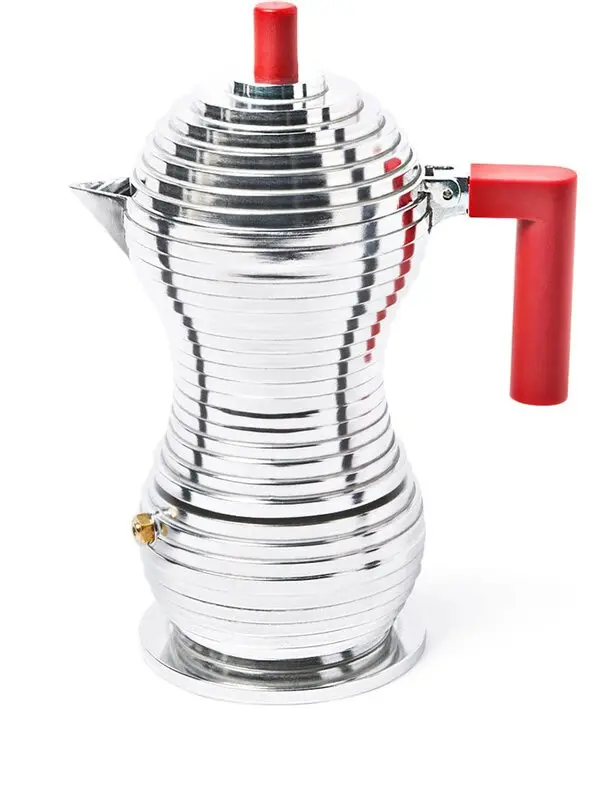 ALESSI Pulcina Geometric Espresso Pot - Silver