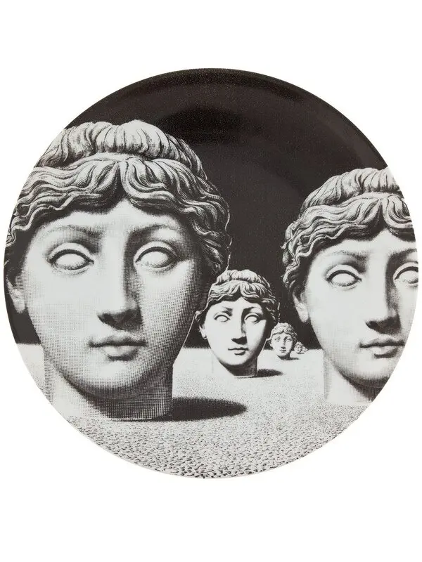 FORNASETTI Bust Print Plate - Black