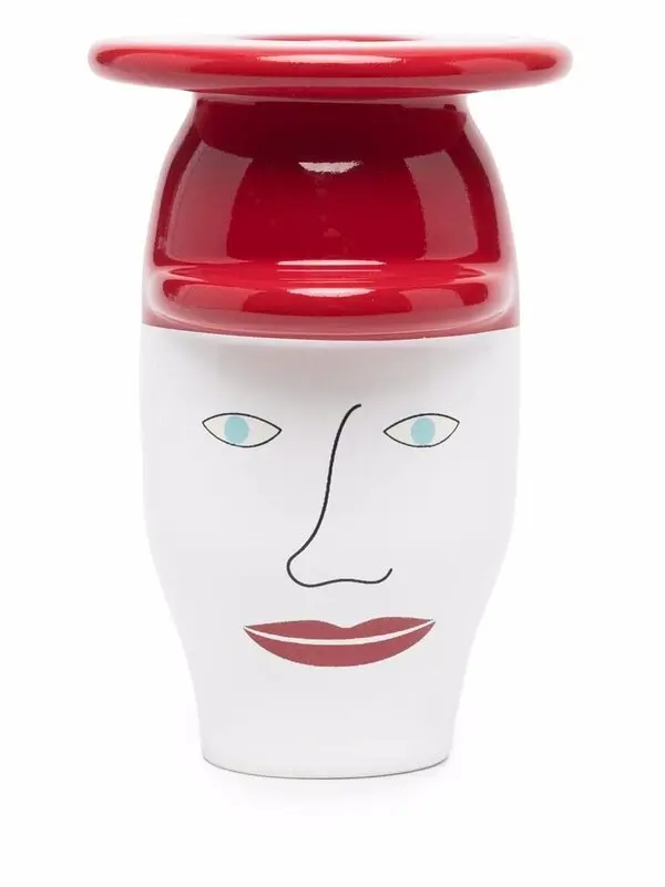 BOSA Face-print Ceramic Candle Holder - Red