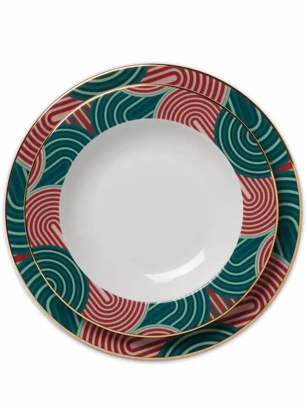 La DoubleJ Slinky Line-graphic Plates - Green