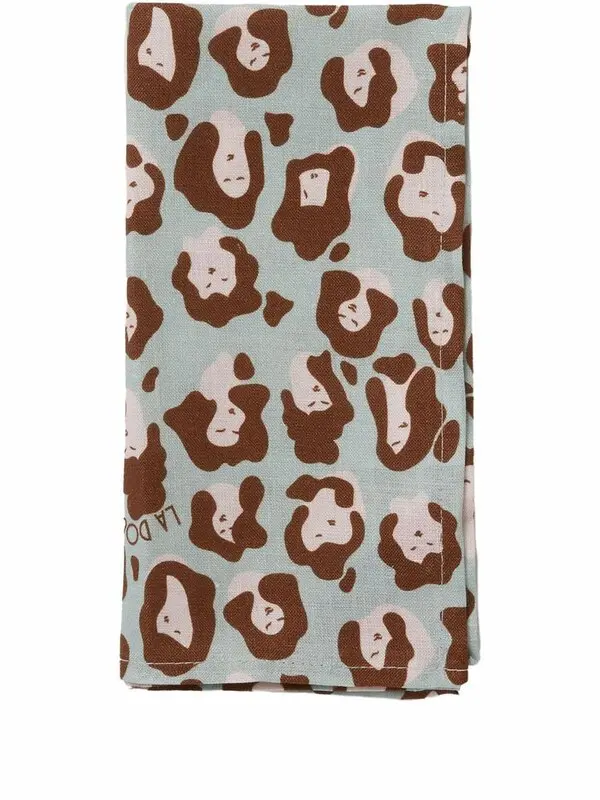 La DoubleJ Set Of 2 Lady Leopard-print Napkins - Green